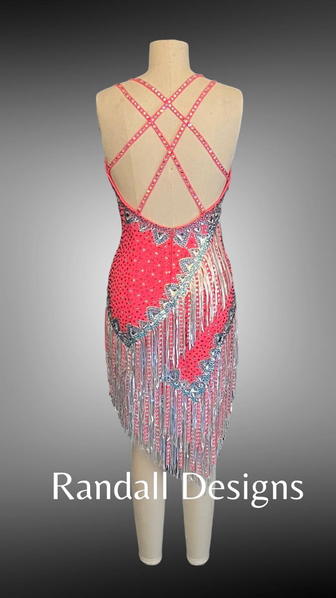 Silver and Coral Latin/Rythm Dress – Randall Designs
