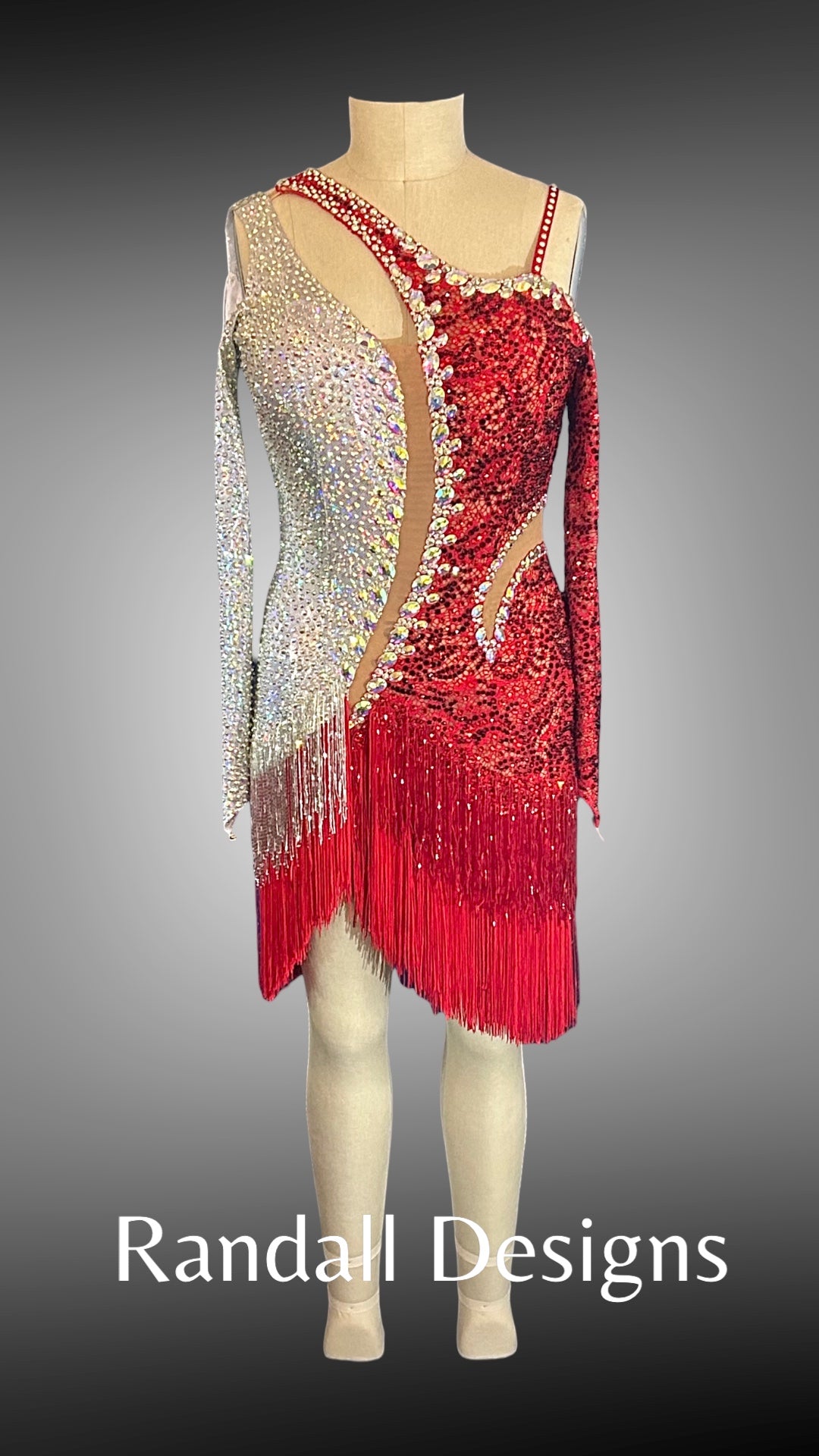 Red and Silver with Swirl Cut-Outs and Fringe Skirt – Randall Designs