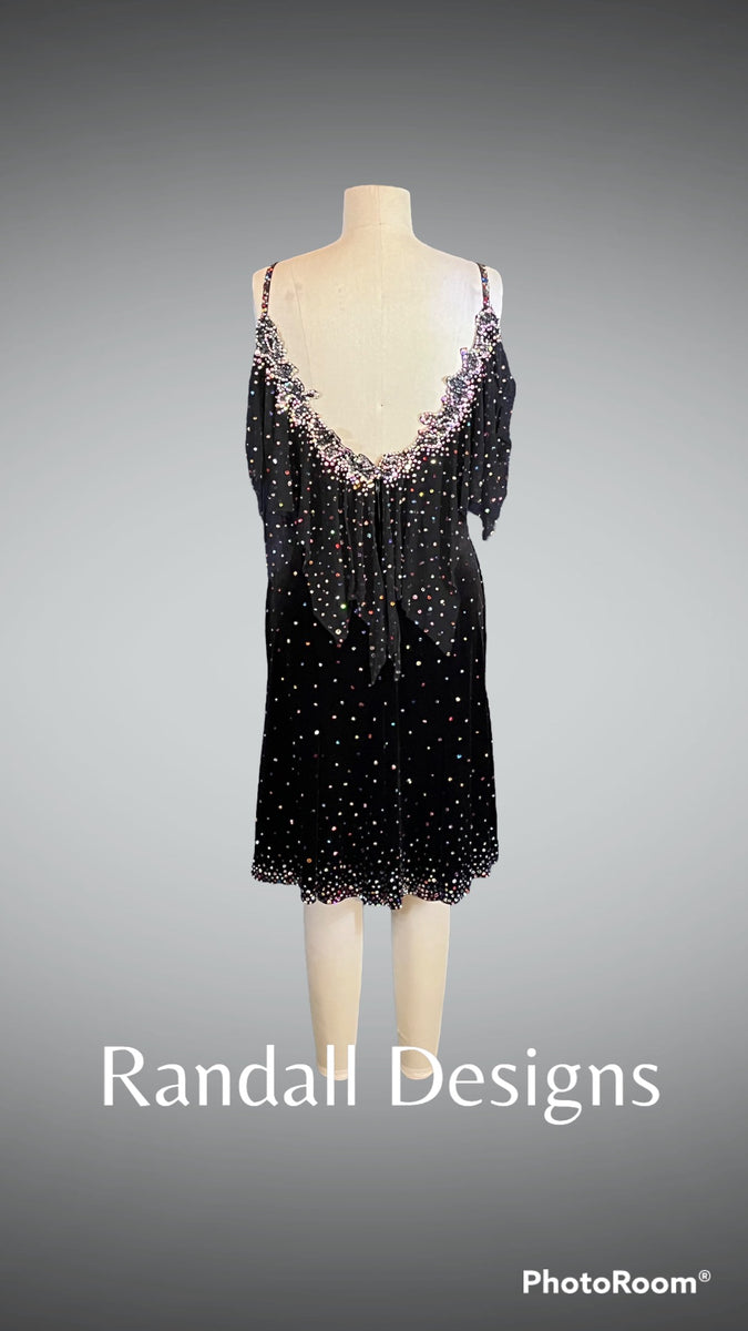 Black Velvet/Mesh "Batwing" Neckline and Multi-Colored Stones – Randall ...