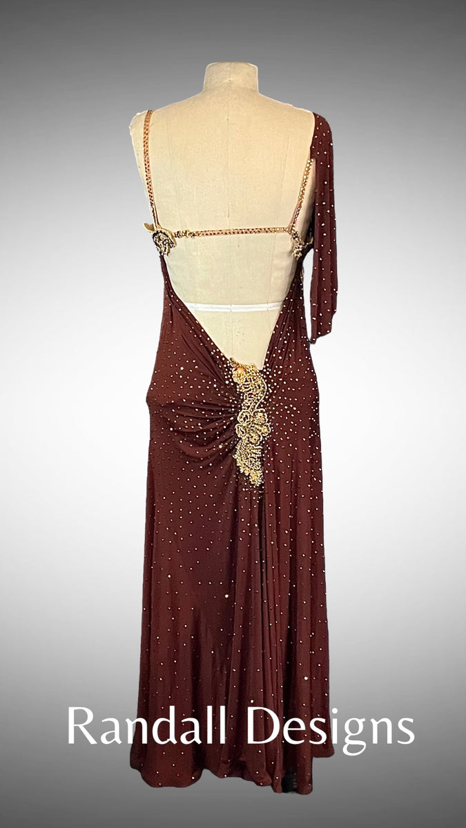 Chocolate with Light Rouching and Gold Applique with Rhinestones ...
